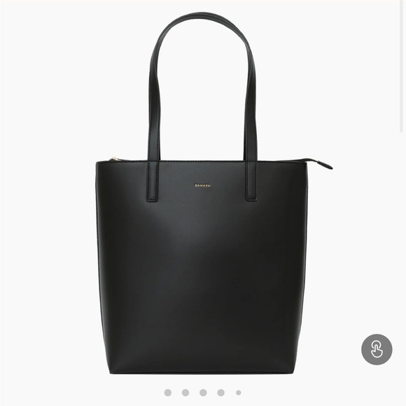 Bags | Samara Zipper Tote In Black Vegan Leather Tote Euc | Poshmark